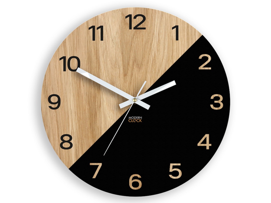 Wall Clock - OAK 13 in - Oksford With Numbers - Wood Clock - Loft Wall ...