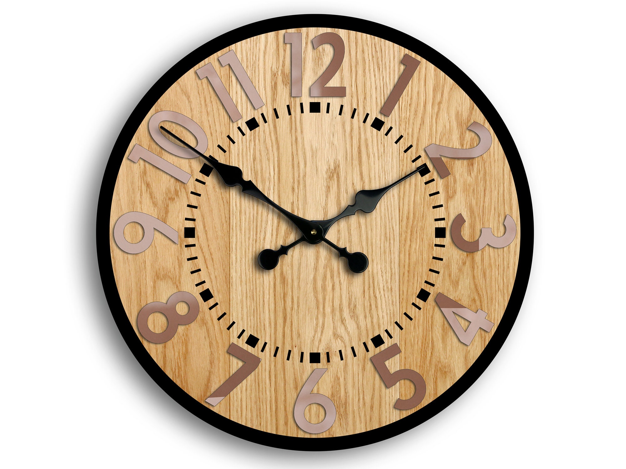 Wood clock Berlin- Copper - clock with numbers ,Loft wall clock, Modern ... Wood clock Berlin- Copper - clock with numbers ,Loft wall clock, Modern ...