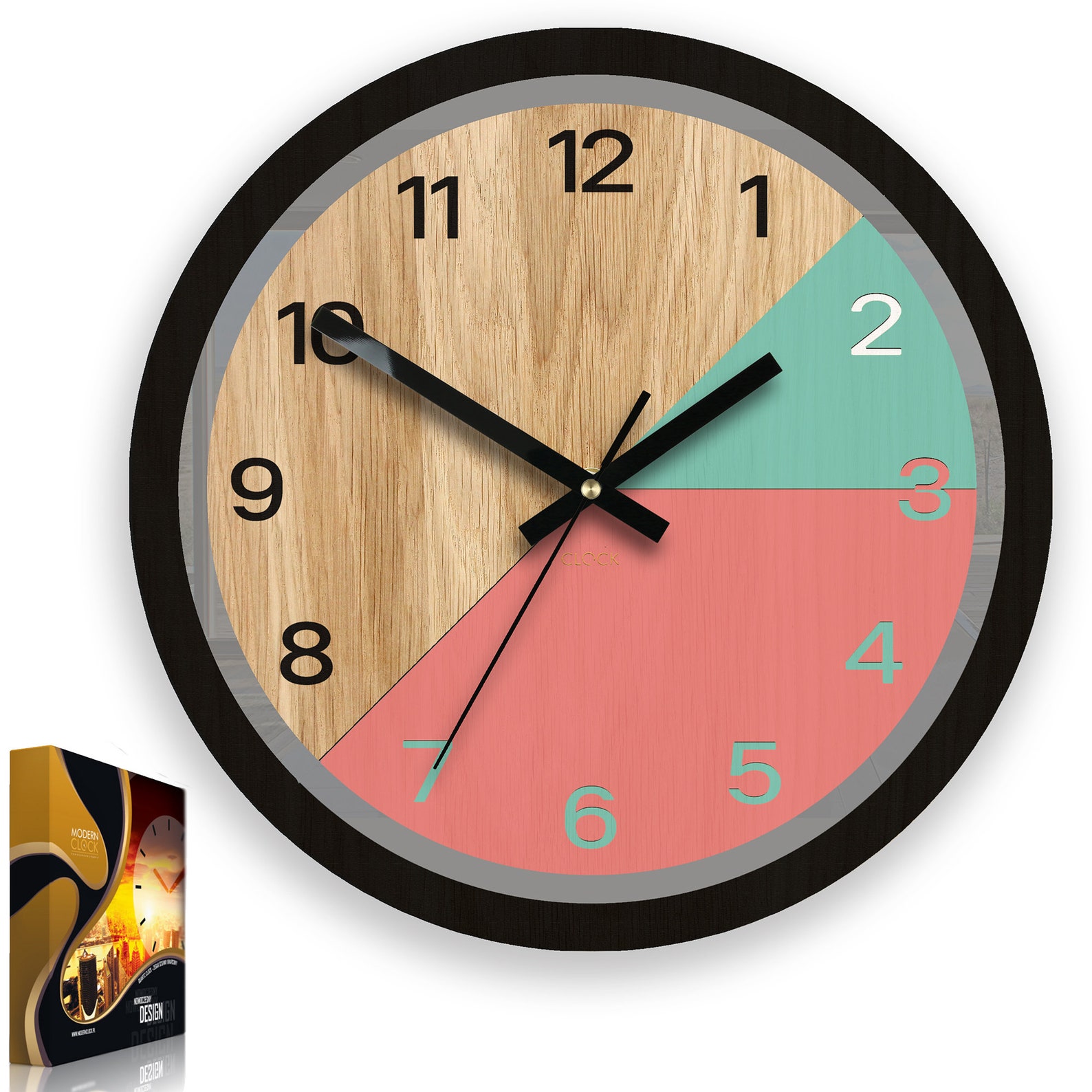 Scandi Wall Clock With Pastel Colors Minimalist Wooden Clock - Etsy