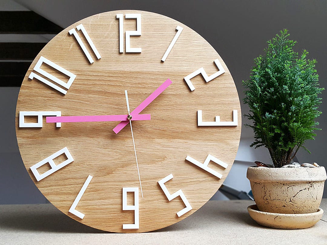 Large Wood Wall Clock OAK 1319inch Gift Unique Wall - Etsy