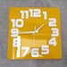Large Wall Clock Square Yellow With White Numbers High-gloss 30cm / 11 ...