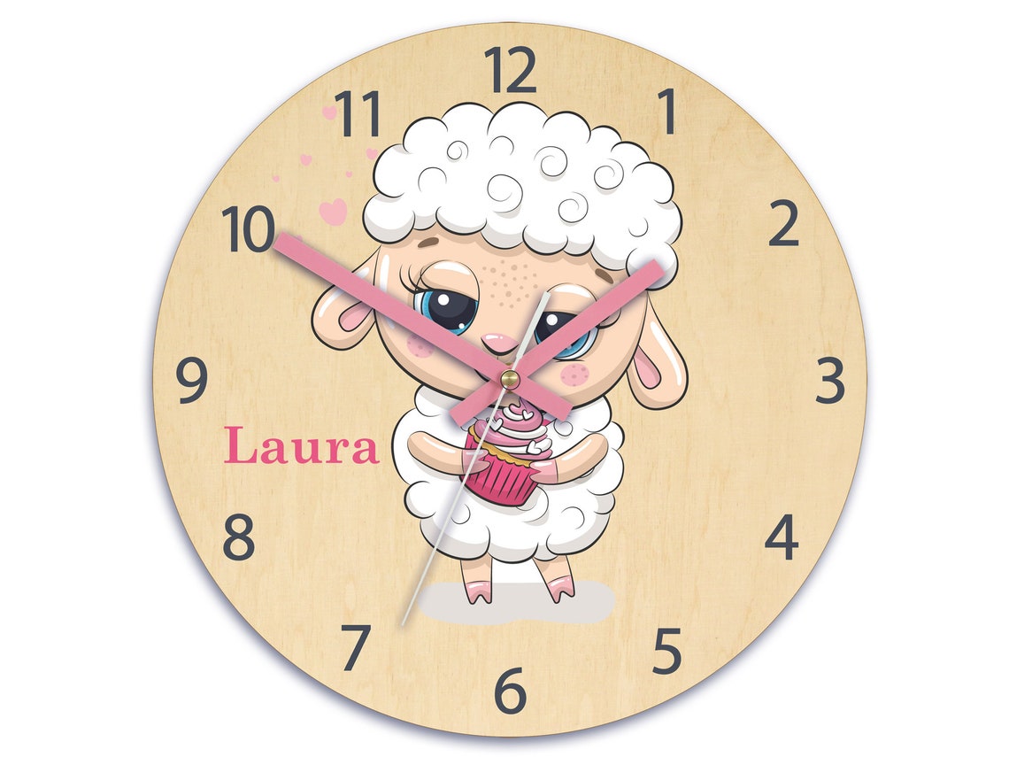 Children Wall Clock Sheep Kids Clock Personalized Name - Etsy