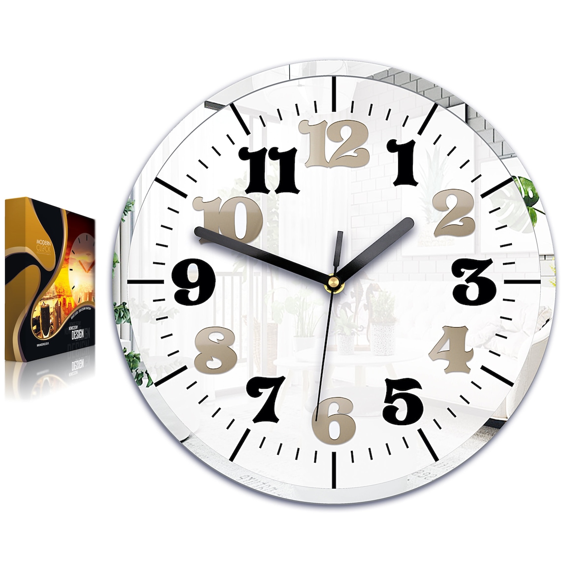 Wall clock Alexis silent white clock with mirror frame and | Etsy