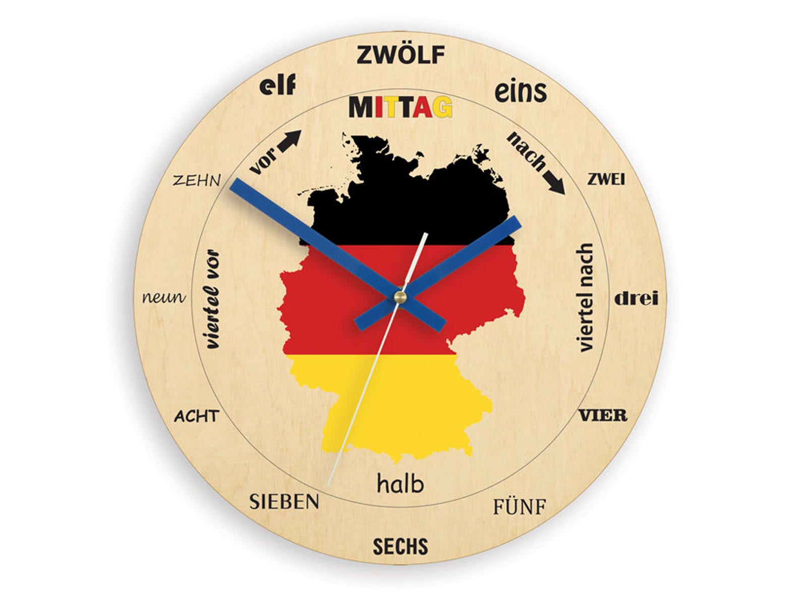 Clock for learning German German map wooden clock clock for | Etsy