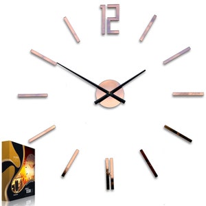 Large Wall Clock, CARLO 29,53, Brown Mirror, Wall Sticker, Wall Decal ...