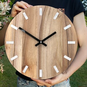 Walnut Wall Clock 100% Walnut Wood Wood Clock Simple - Etsy