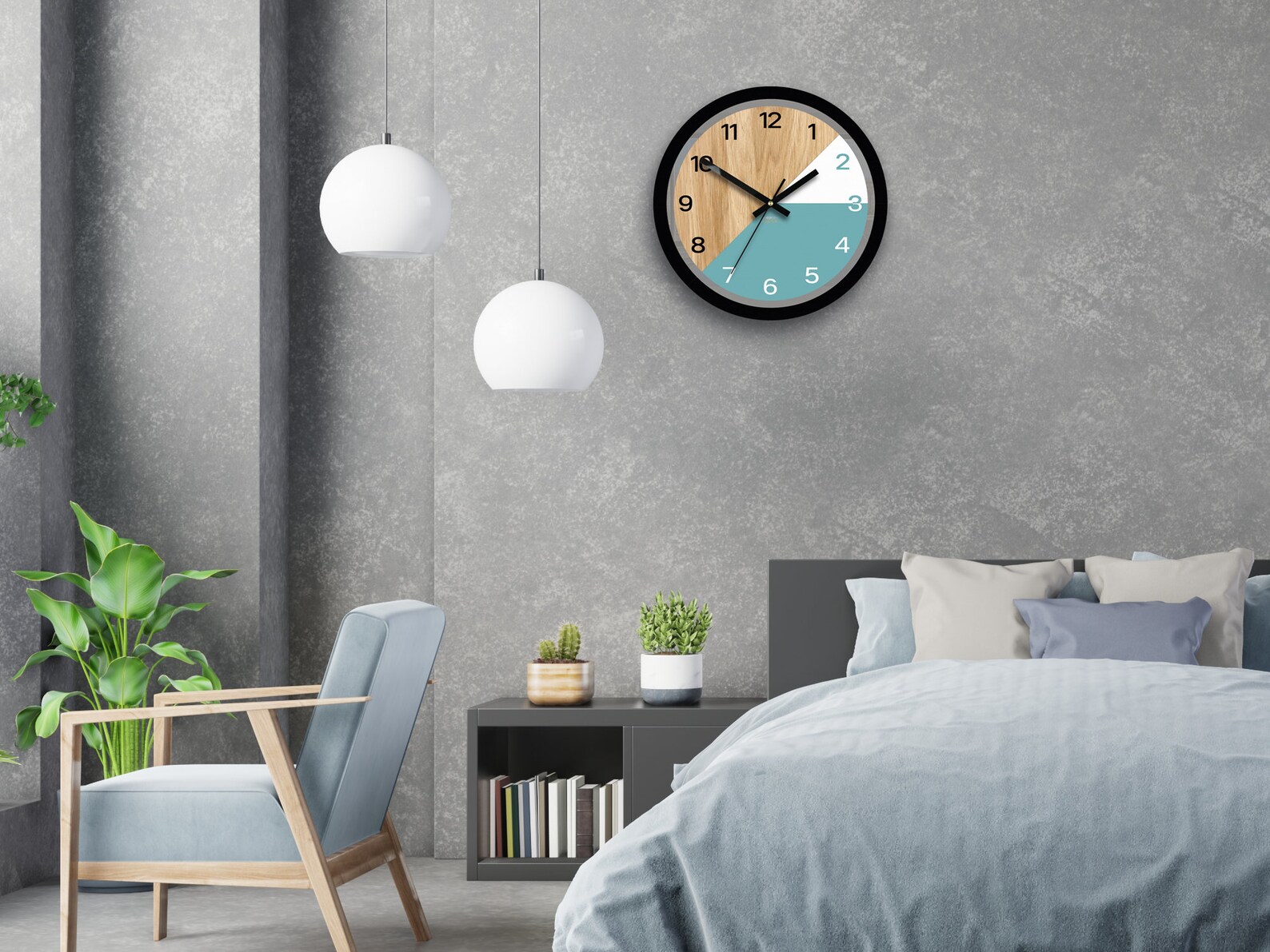 Scandi Wall Clock With Pastel Colors Minimalist Wooden Clock | Etsy