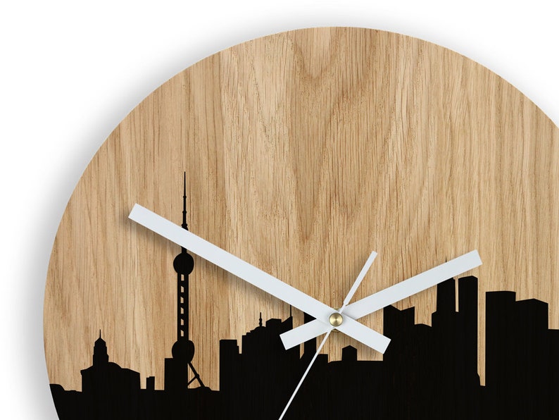 Clock Shanghai China Clock Large Wall Clock Wood Wall Clock - Etsy