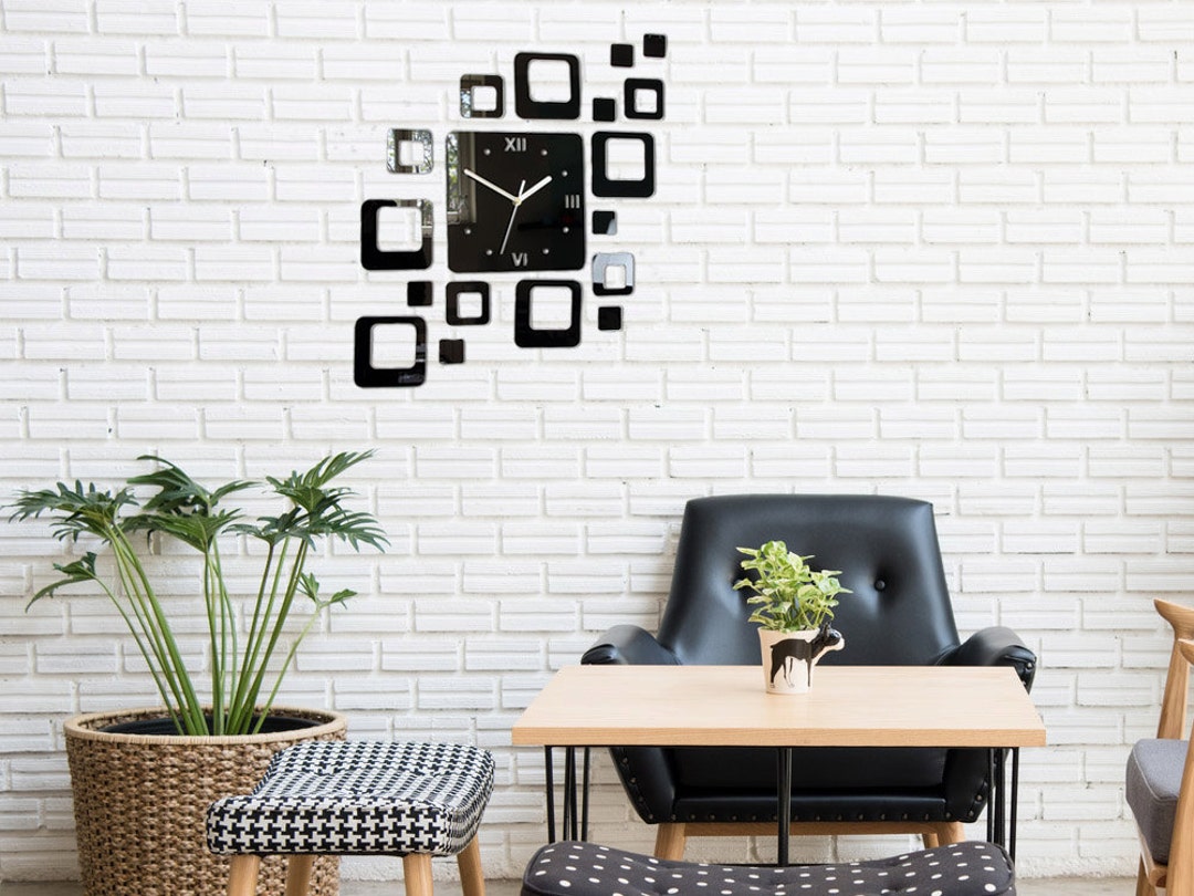 Wall Clock ROME Black Modern Clock Modern Wall Clock Unique Wall Clocks ...