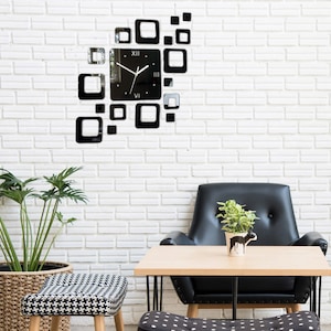 Wall Clock ROME Black Modern Clock Modern Wall Clock Unique Wall Clocks ...