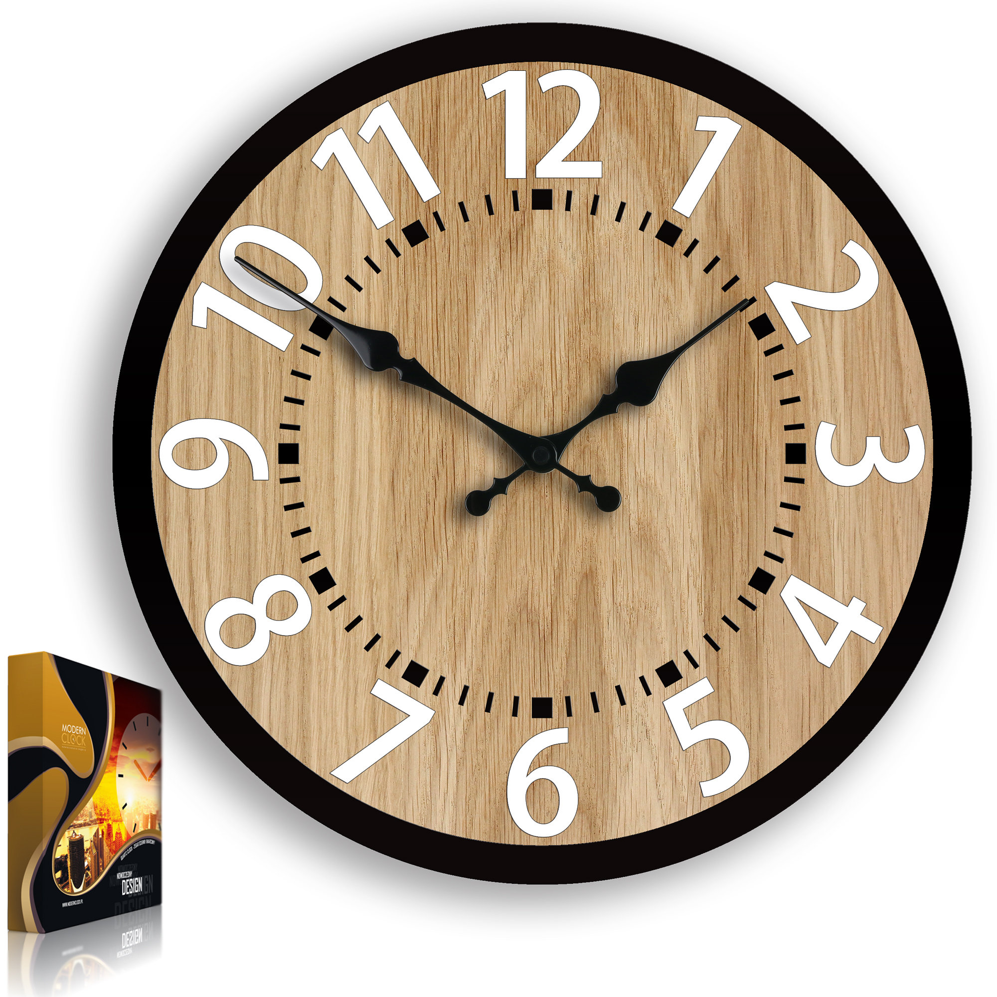 Large wall clock - Berlin - clock with numbers , Wood clock, Loft wall ... Large wall clock - Berlin - clock with numbers , Wood clock, Loft wall ...