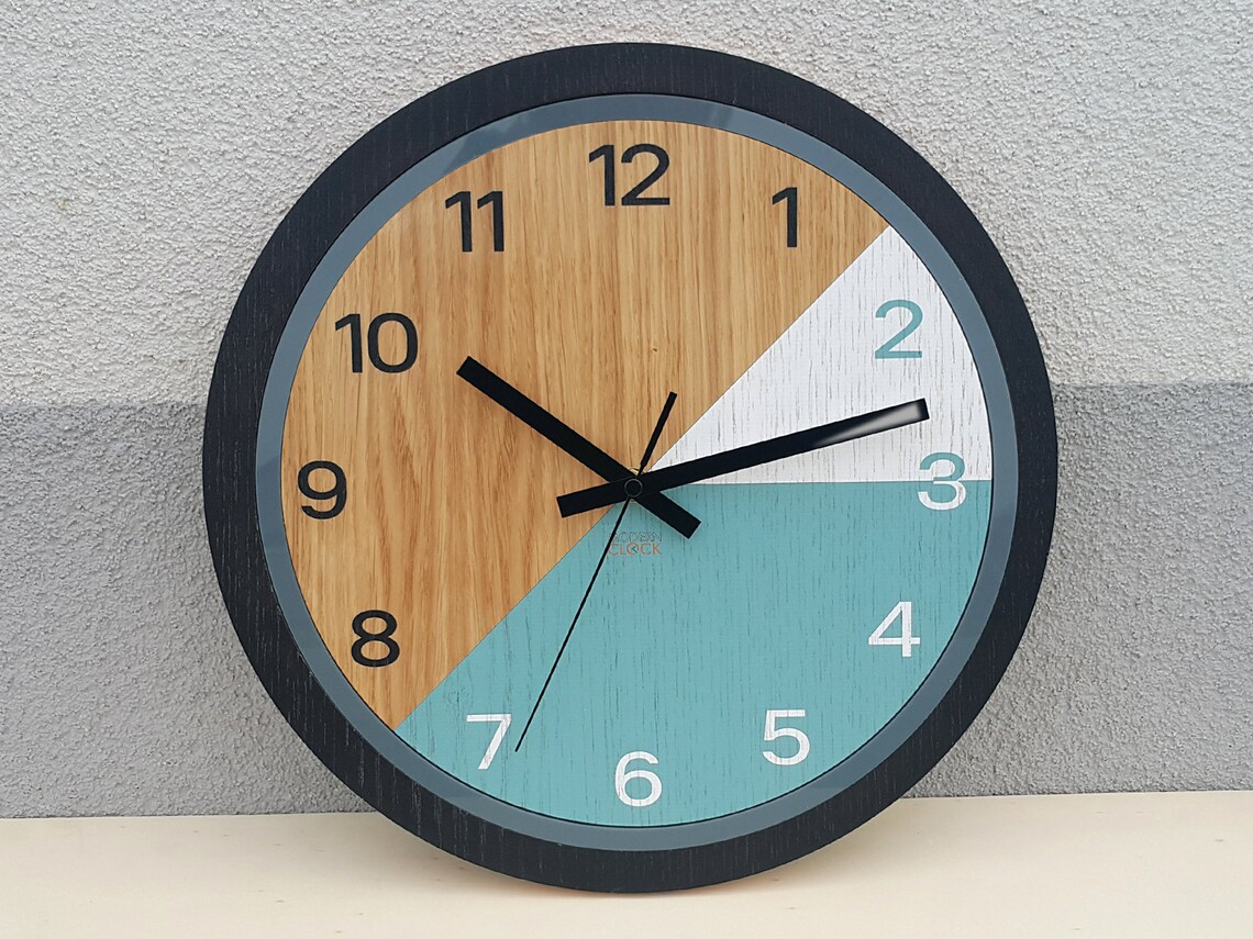 Scandi Wall Clock With Pastel Colors Minimalist Wooden Clock - Etsy