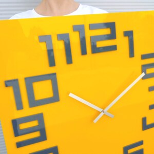 Large Wall Clock Logic- Yellow and Gray Clock, Scandi Clock, Company ...