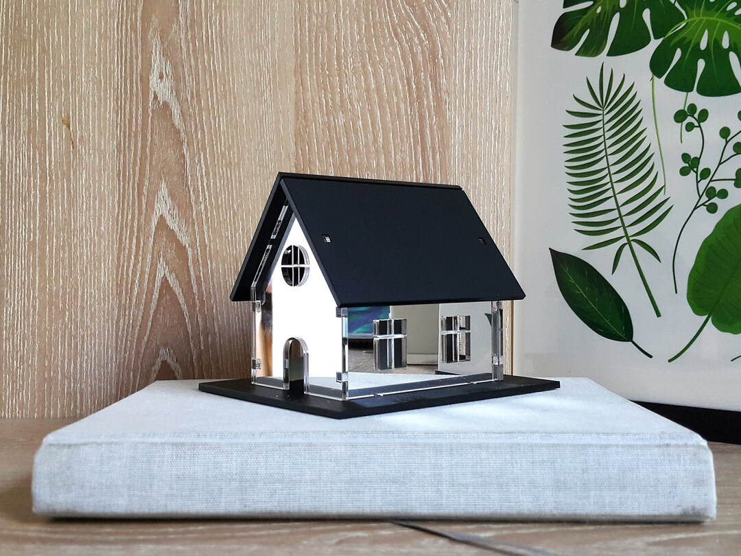 Miniature House, Black and Mirror House, Architecture Decor, Geometric ...