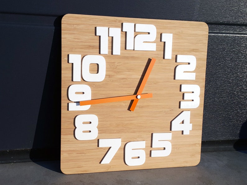LARGE Wall Clock Logic With White Numbers Modern Silent Wall - Etsy