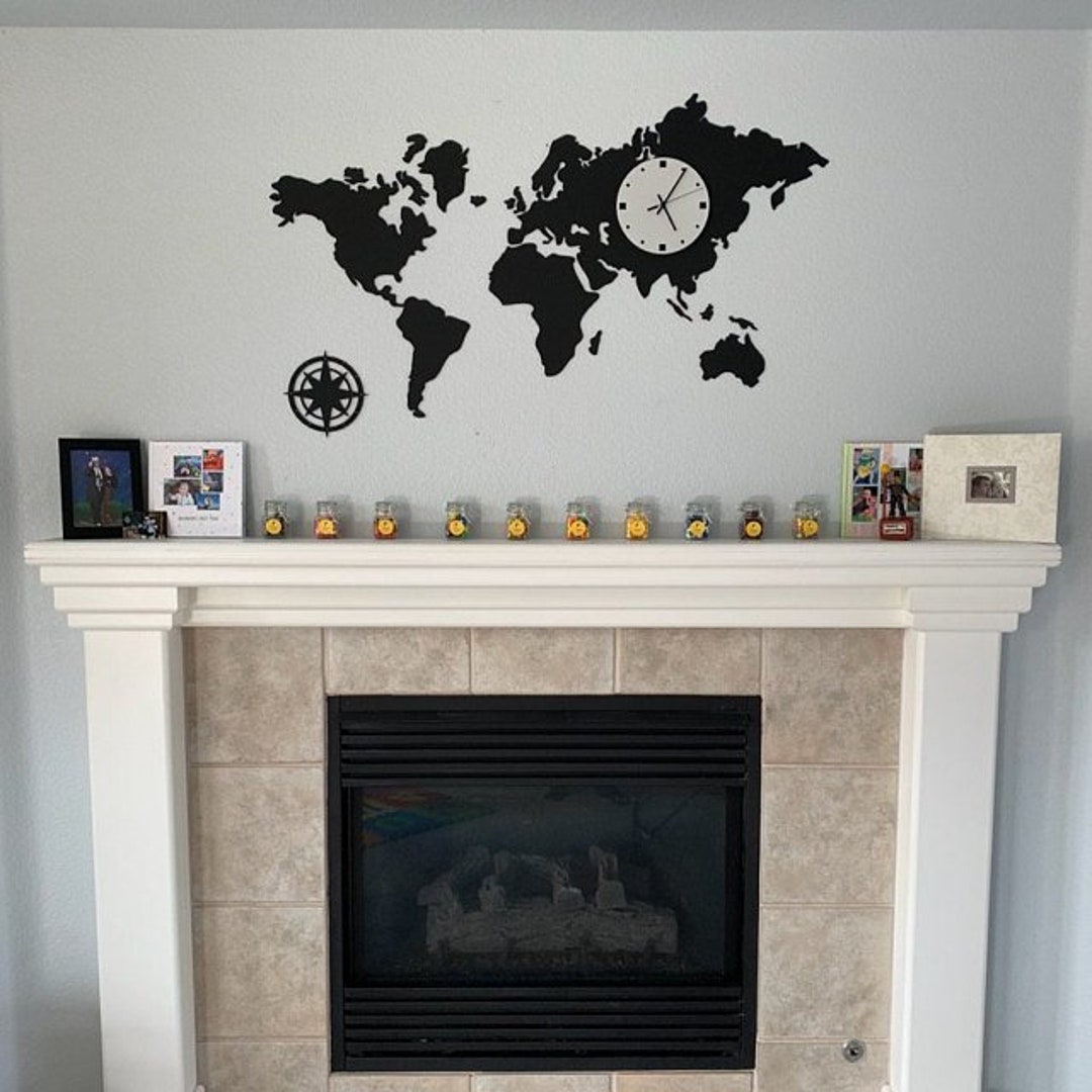 Big Wall Clock WORLD MAP Modern Clock Gift Wall Decoration - Etsy