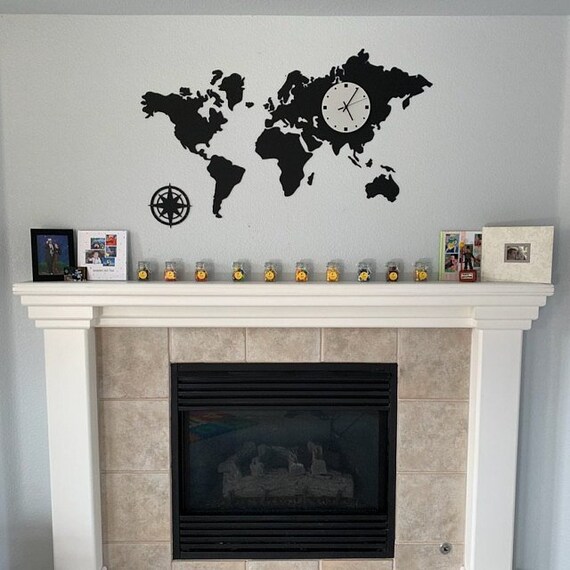 Big Wall Clock WORLD MAP Modern Clock Gift Wall Decoration | Etsy