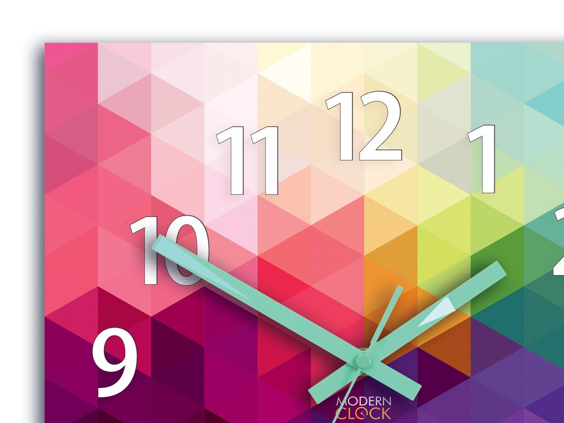 Large Wall Clock Colorful Silent Wall Clock With Numerals - Etsy