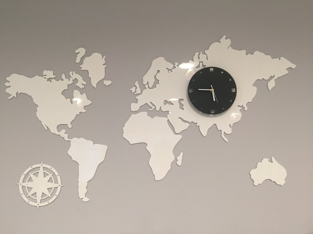 Big Wall Clock WORLD MAP Modern Clock Gift Wall Decoration Wall Decor ...