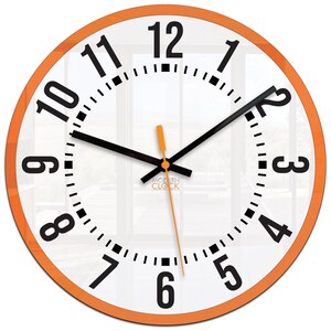 Large Wall Clock, Orange Clock, Wall Clock, Gift, Wall Decor, Modern ...