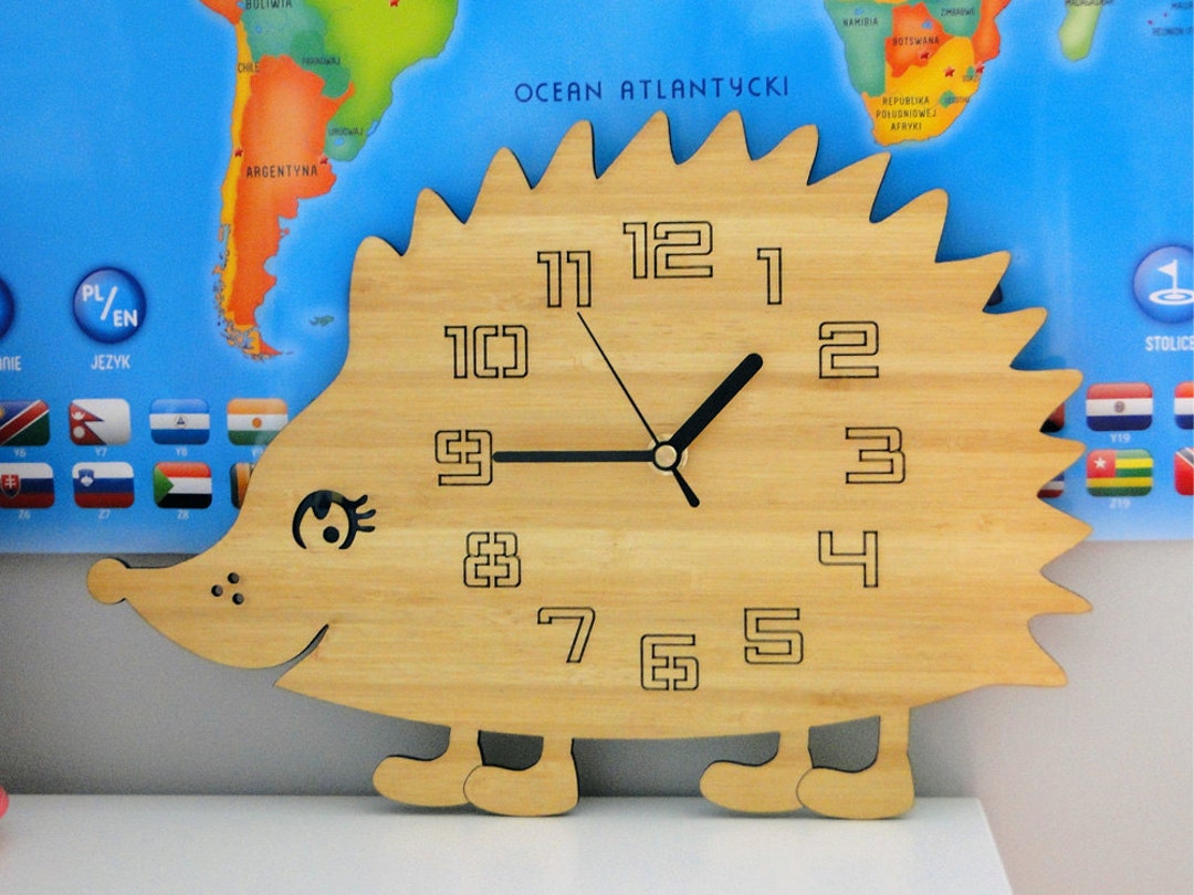 Wall Clock Hedgehog, Children Clock, Gift, Children Room, Large Wall ...