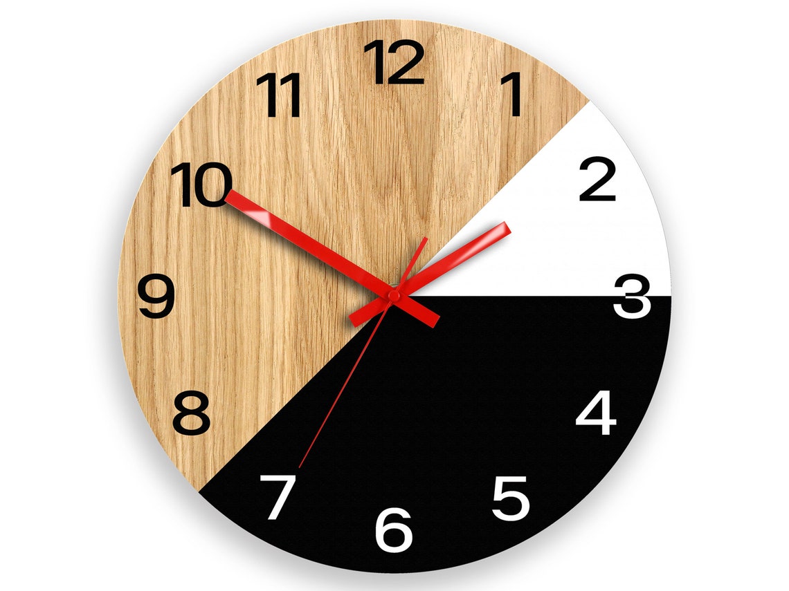 Large Wall Clock, Texas Red, Geometric Wall Clock , Unique Wall Clock ...