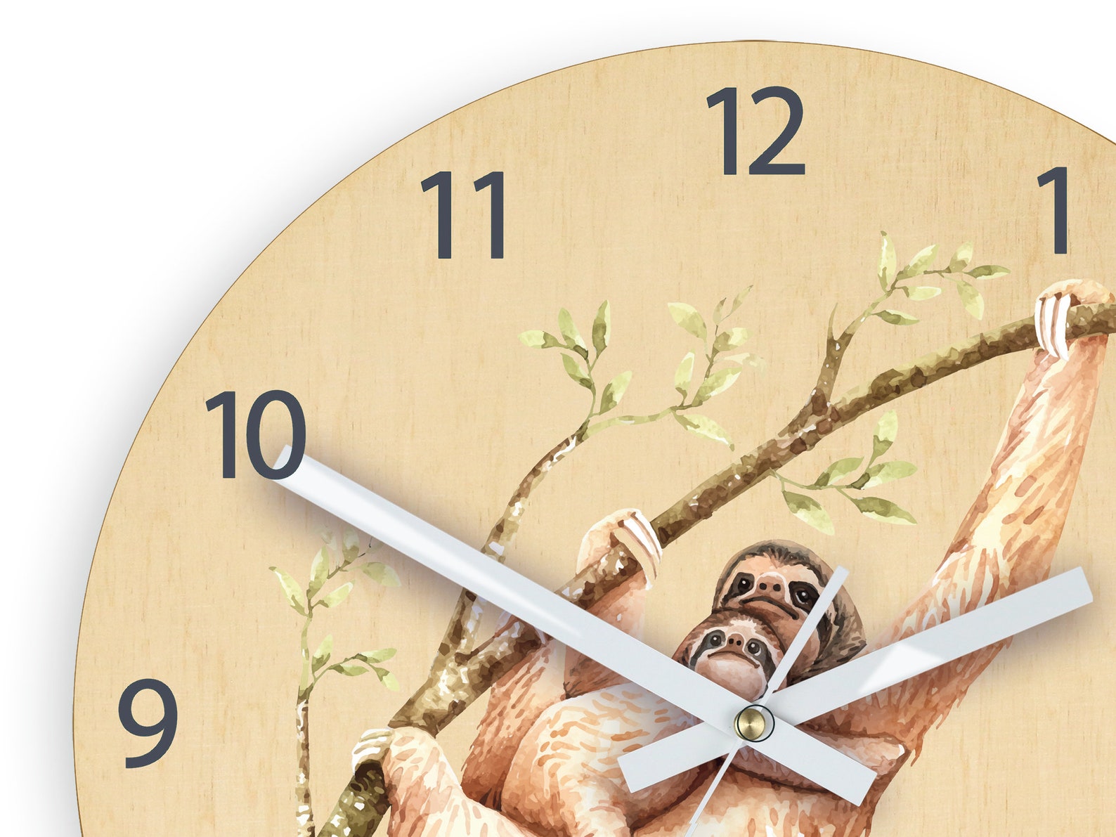 Children Wall Clock with Sloth large silent clock 30cm / | Etsy