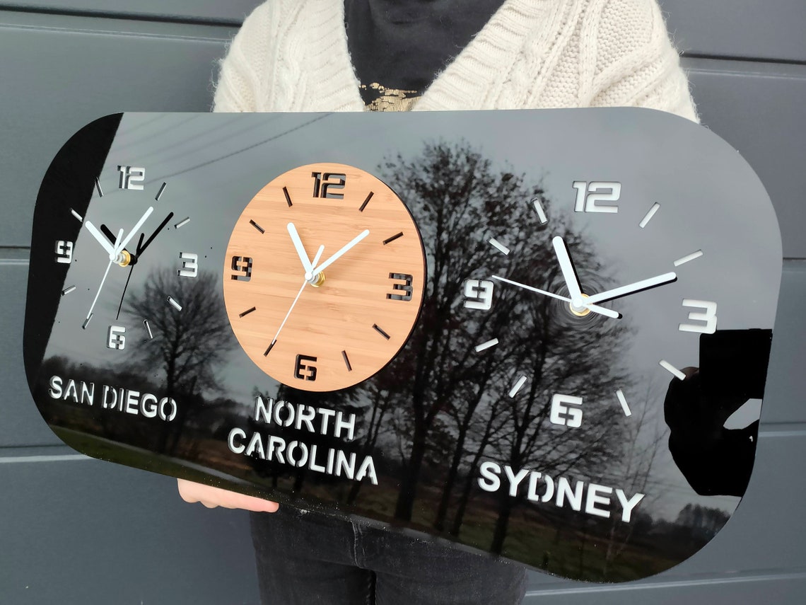 LARGE Office Clock, World Timezone Wall Clock, Time Zone Wall Clock ...