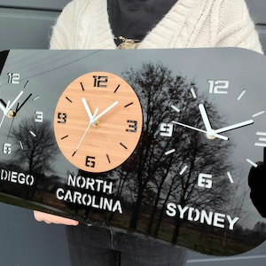 LARGE Office Clock, World Timezone Wall Clock, Time Zone Wall Clock ...