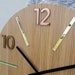Wall Clock, Wood Clock, Large Wall Clock, Aksel With Brown and Silver ...