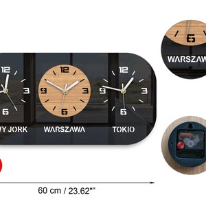 LARGE World Timezone Wall Clock, Personalized Clock , Time Zone Wall ...