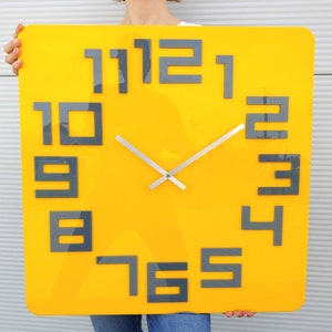 Large Wall Clock Logic- Yellow and Gray Clock, Scandi Clock, Company ...
