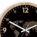 Wood Clock With Black Map World Map Black Silent Modern - Etsy