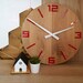 Large Wall Clock Wood Clock With Red Numbers and White Clock - Etsy