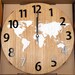 White Wood Clock - World Map, Black and White Silent Modern Clock With ...