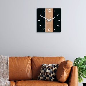 Black Clock With Bamboo- Primo, Silent Clock With White Numbers ...
