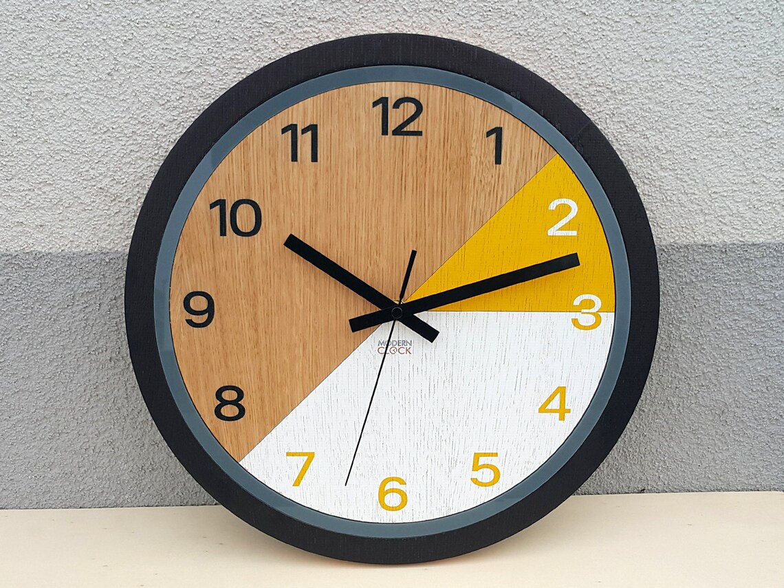 Scandi Wall Clock With Pastel Colors Minimalist Wooden Clock - Etsy