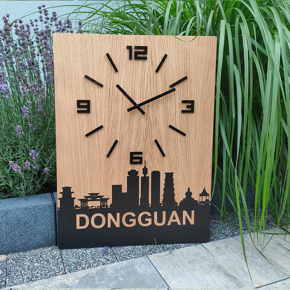 Personalized City Skyline Wood Wall Clock - Customizable Wooden ...