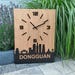 Personalized City Skyline Wood Wall Clock - Customizable Wooden ...