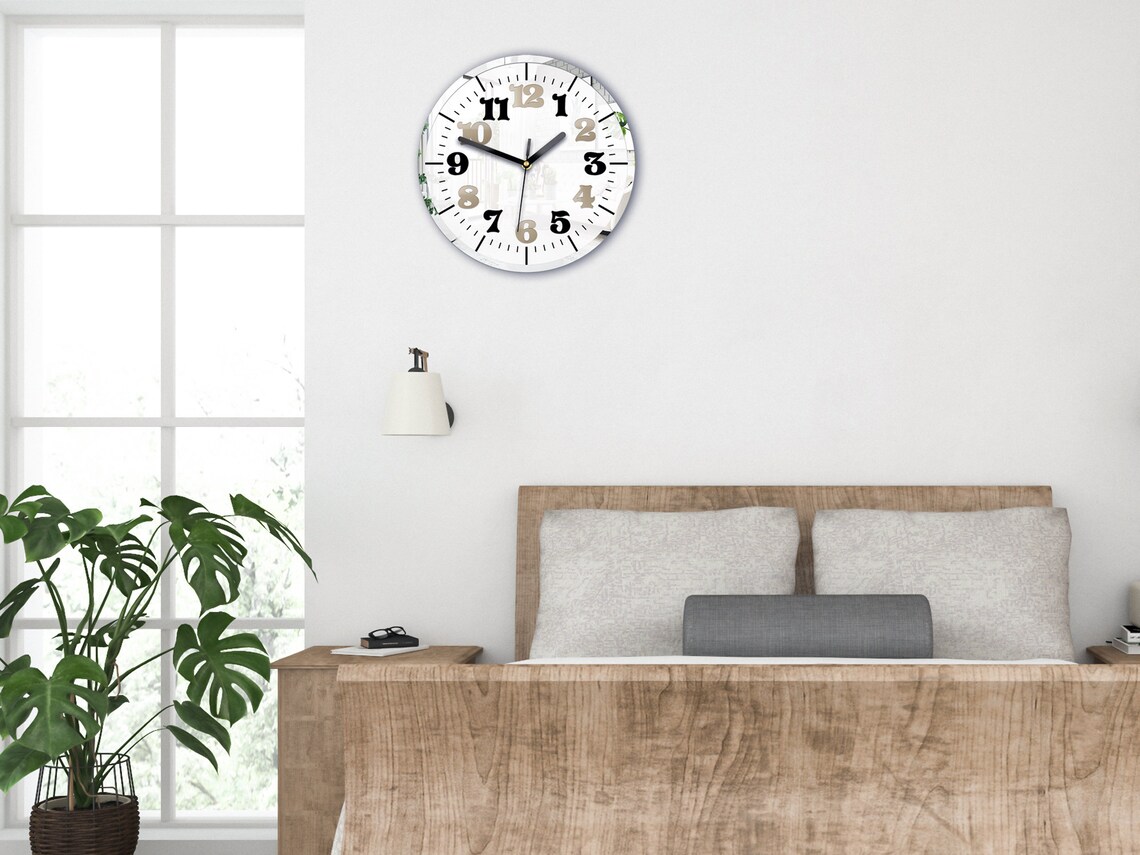 Wall clock Alexis silent white clock with mirror frame and | Etsy