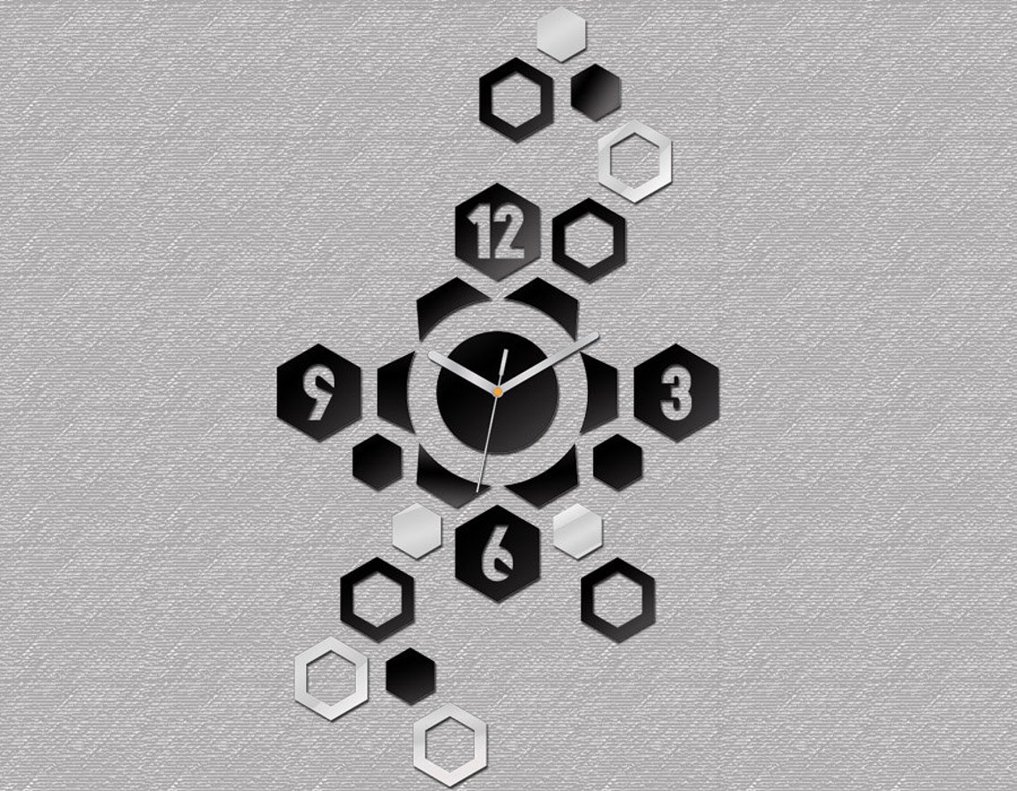 Wall Clock HEXAGON Large Wall Clock Gift Wall Decor Unique - Etsy