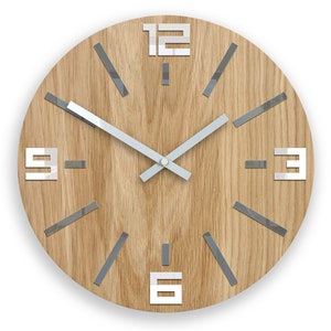 Wood Clock Large Wall Clock Unique Wall OAK Clocks Marco Gray White 100 ...