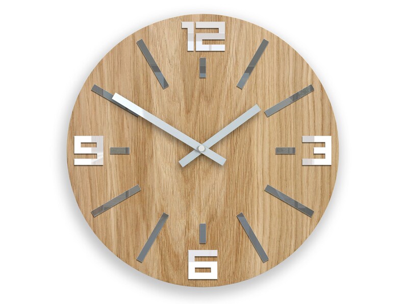 Wood Clock Large Wall Clock Unique Wall OAK Clocks Marco Gray - Etsy