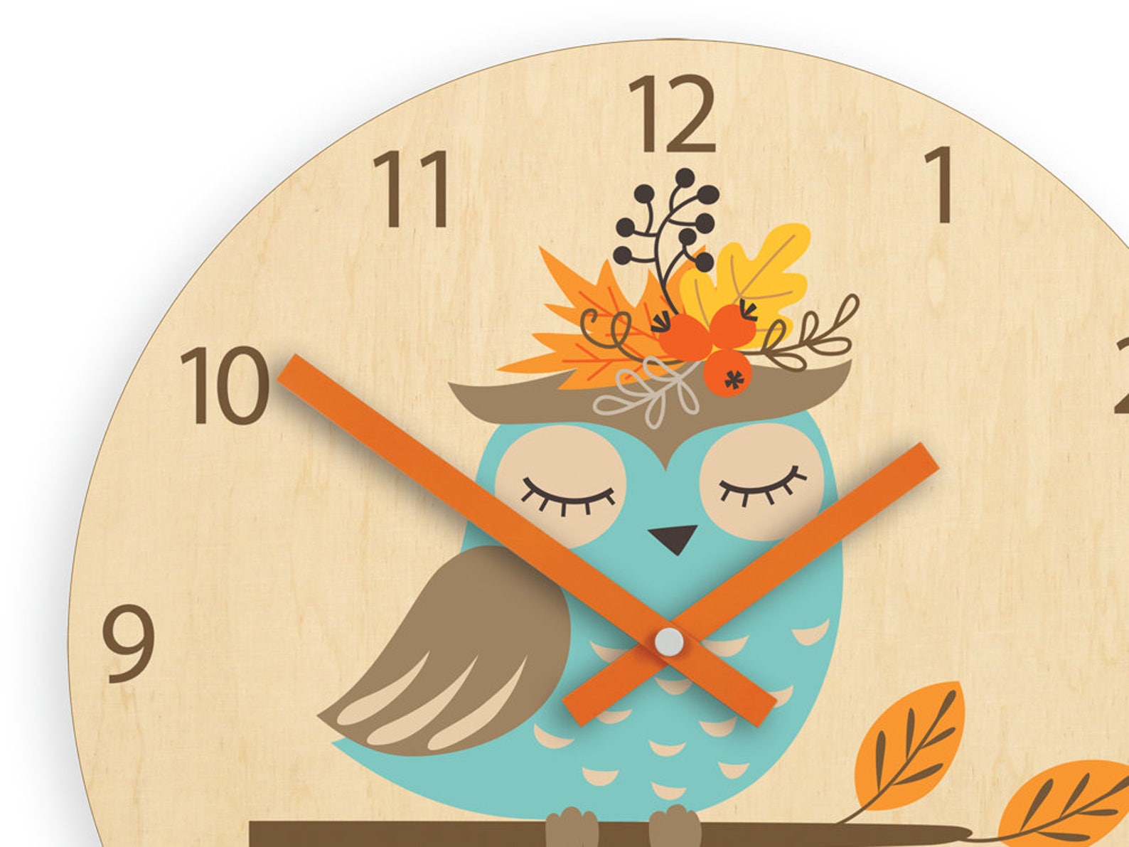 Kids wall clock owl with personalizen name Wood clock | Etsy