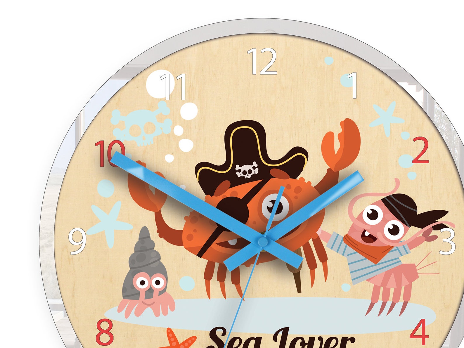 Children Wall Clock Pirate Crab Wood Clock Large Wall Clock - Etsy