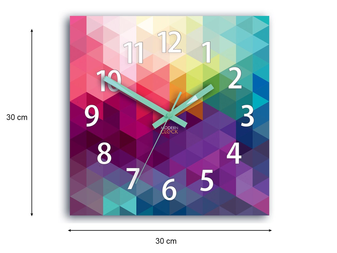 Large Wall Clock Colorful Silent Wall Clock With Numerals - Etsy