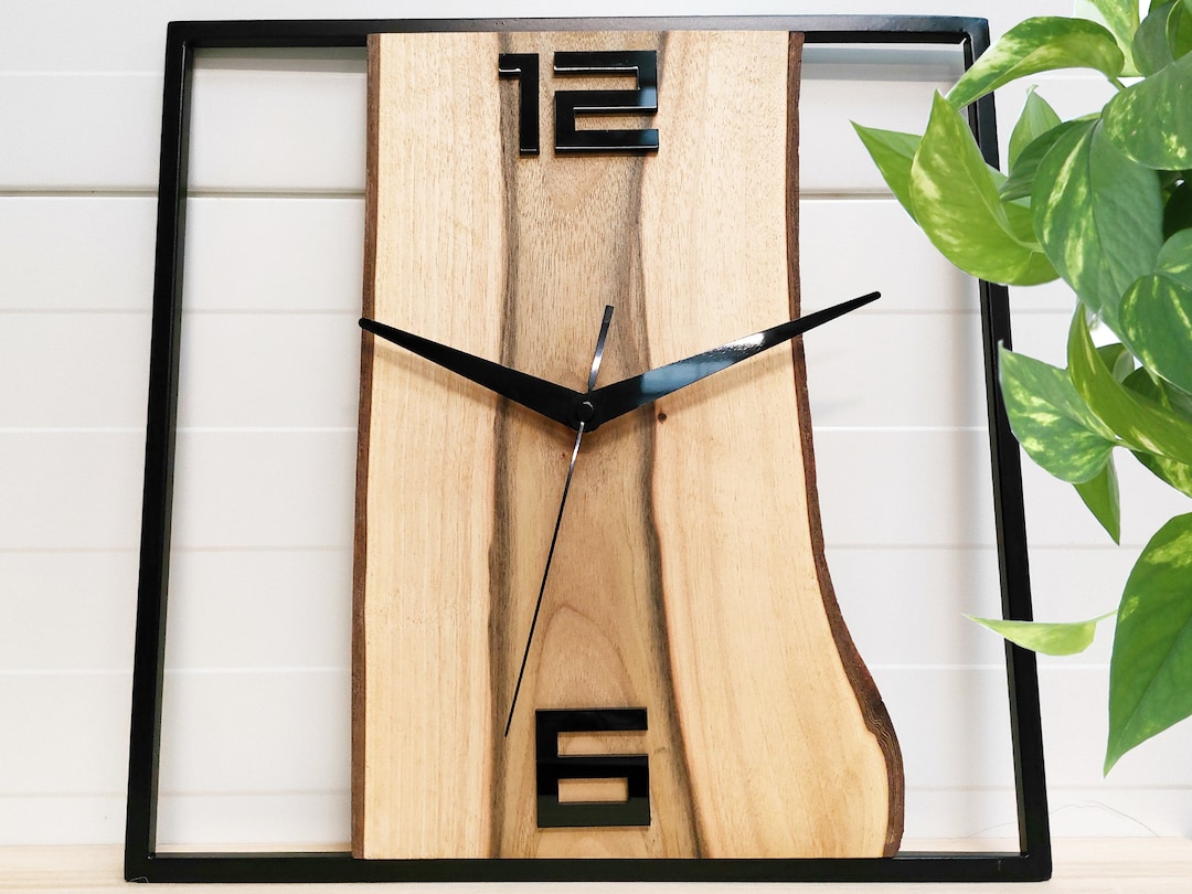 Wood Farmhouse Clock, Large Modern Wall Clock, Wood Wall Clock, Loft ...