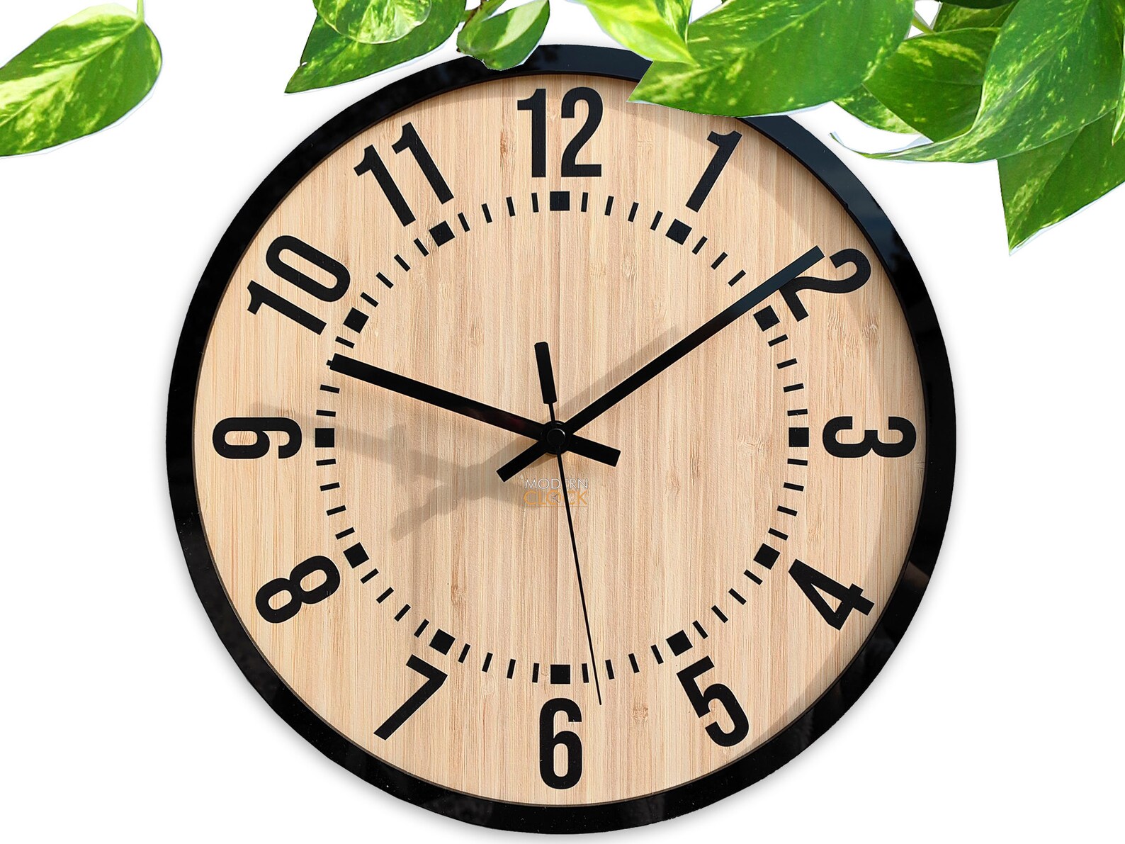 Large Wall Clock Bamboo Bruno With Numbers Quiet Clock, Modern Clock ...