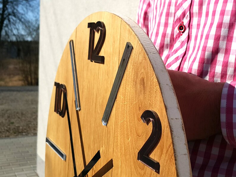 Large Wood Clock Aksel 40cm / 16 Mirror Numbers - Etsy