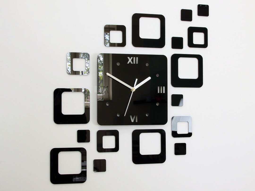 Wall Clock ROME Black Modern Clock Modern Wall Clock Unique Wall Clocks ...